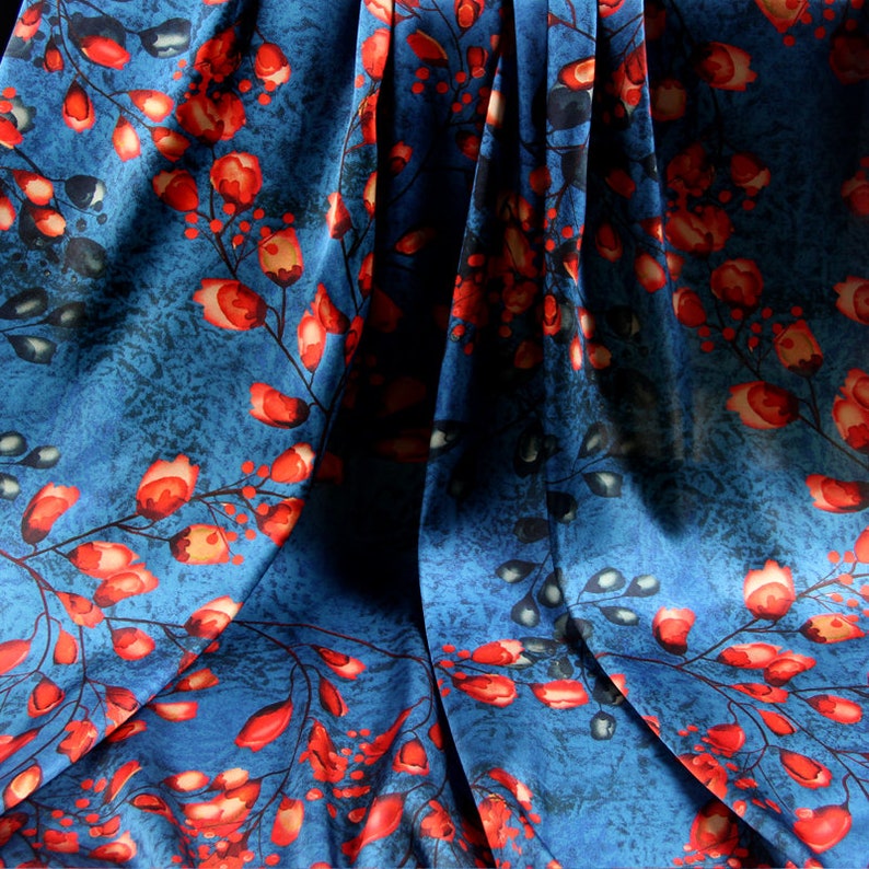 Kapok flower Stretch Silk Satin fabric by the Yard Width 46 | Etsy