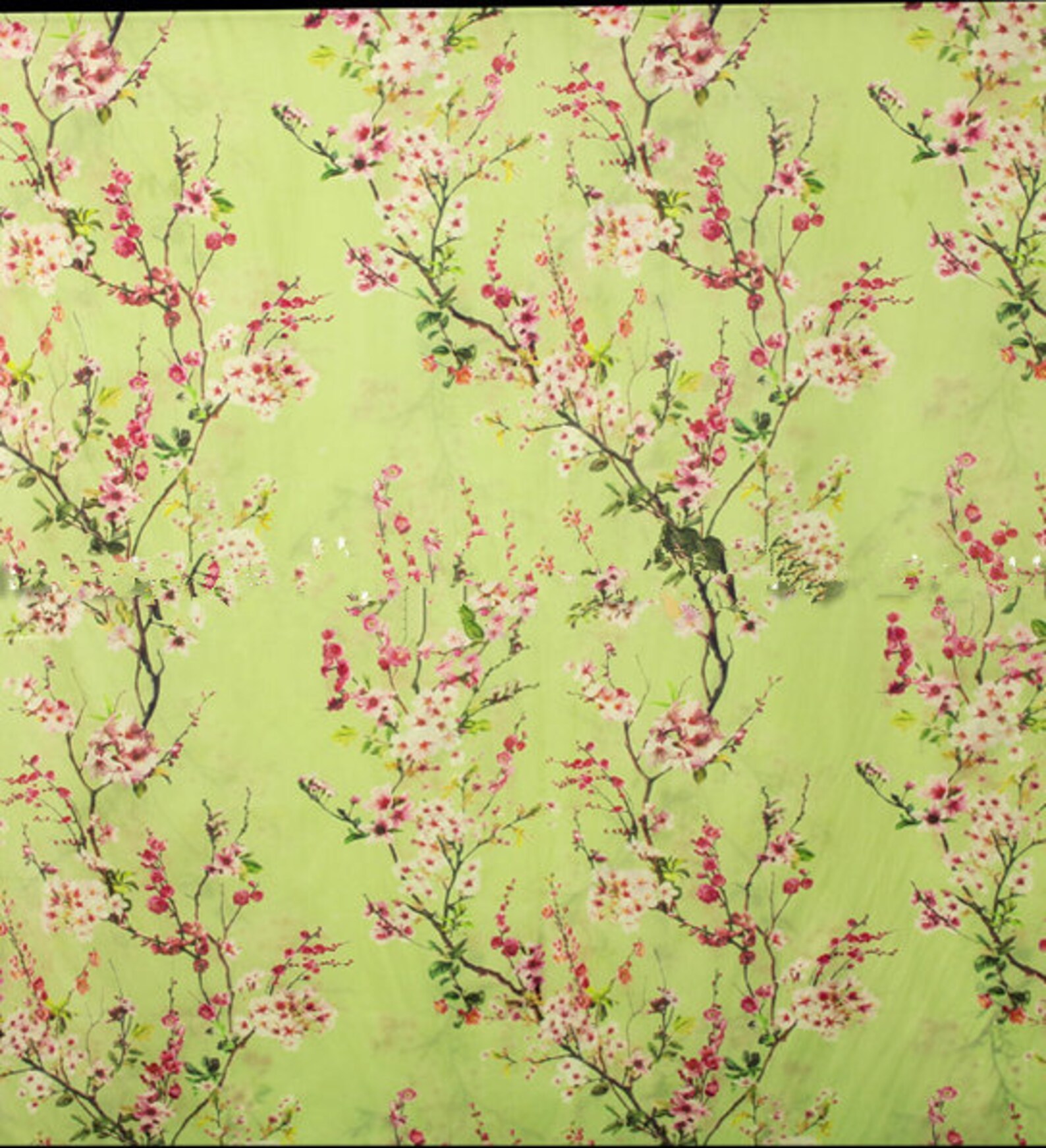 Romantic Peach Flower Green Fabric Silk Satin Organza Fabric | Etsy