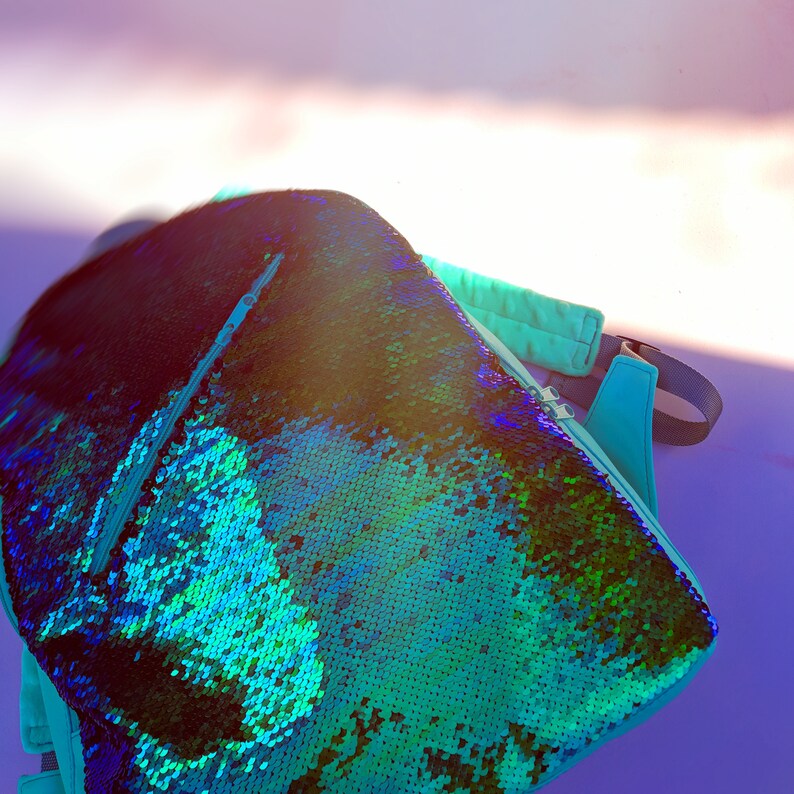 Sparkly Moveable Sequin Green Backpack, Reversible Sequin Mint to Black ...