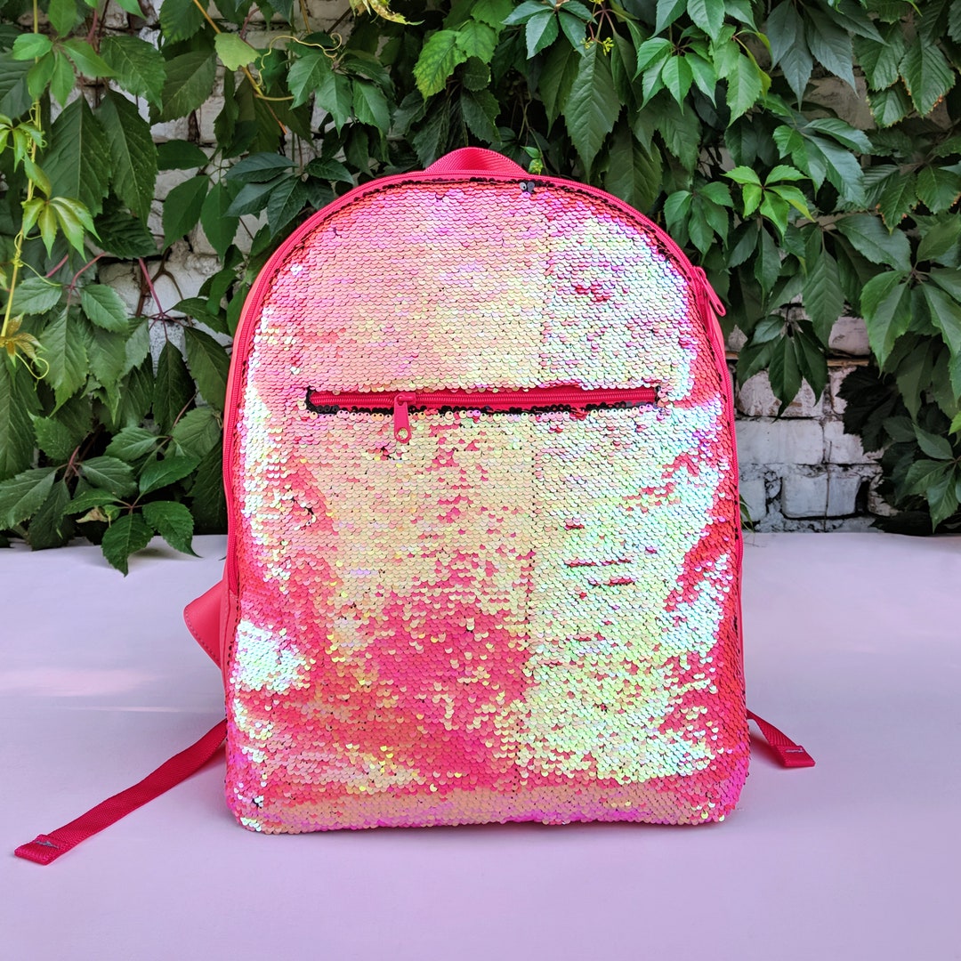 Reversible Sequin Red to Black Backpack, Sparkly Mermaid Sequin ...