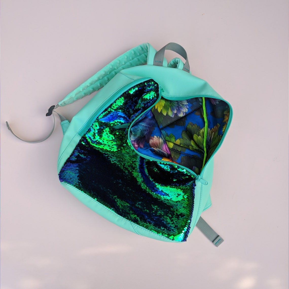 Sparkly Moveable Sequin Green Backpack Reversible Sequin Mint - Etsy