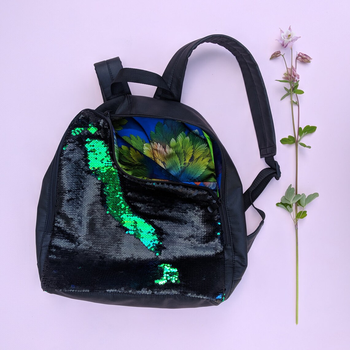 Sparkly Mermaid Sequin Backpack With Separate Laptop Pocket, Black Mint ...