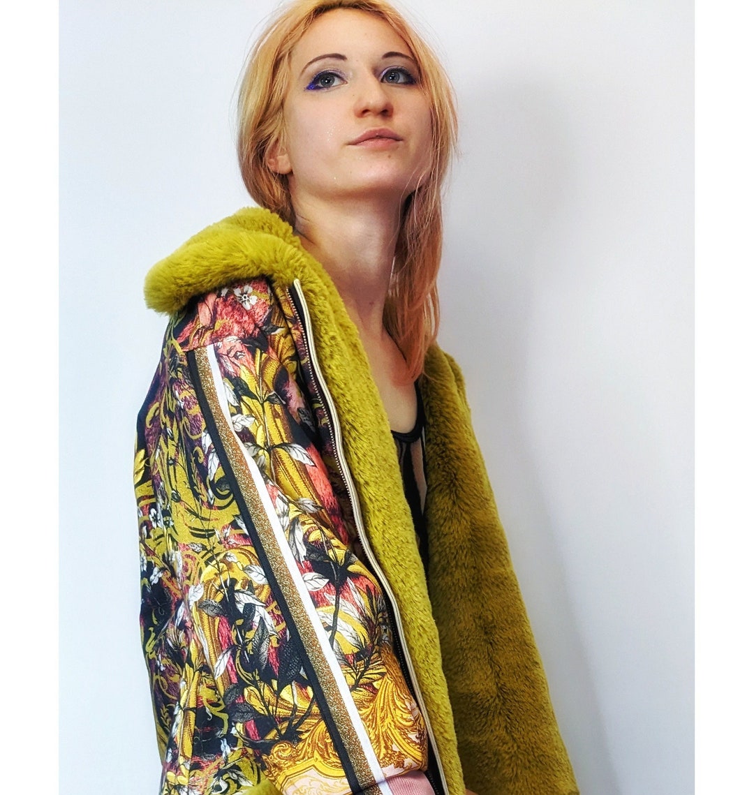 Eco Fur Coat, Bright Fur Jacket, Bright Parka, Coat With Eco Fur ...