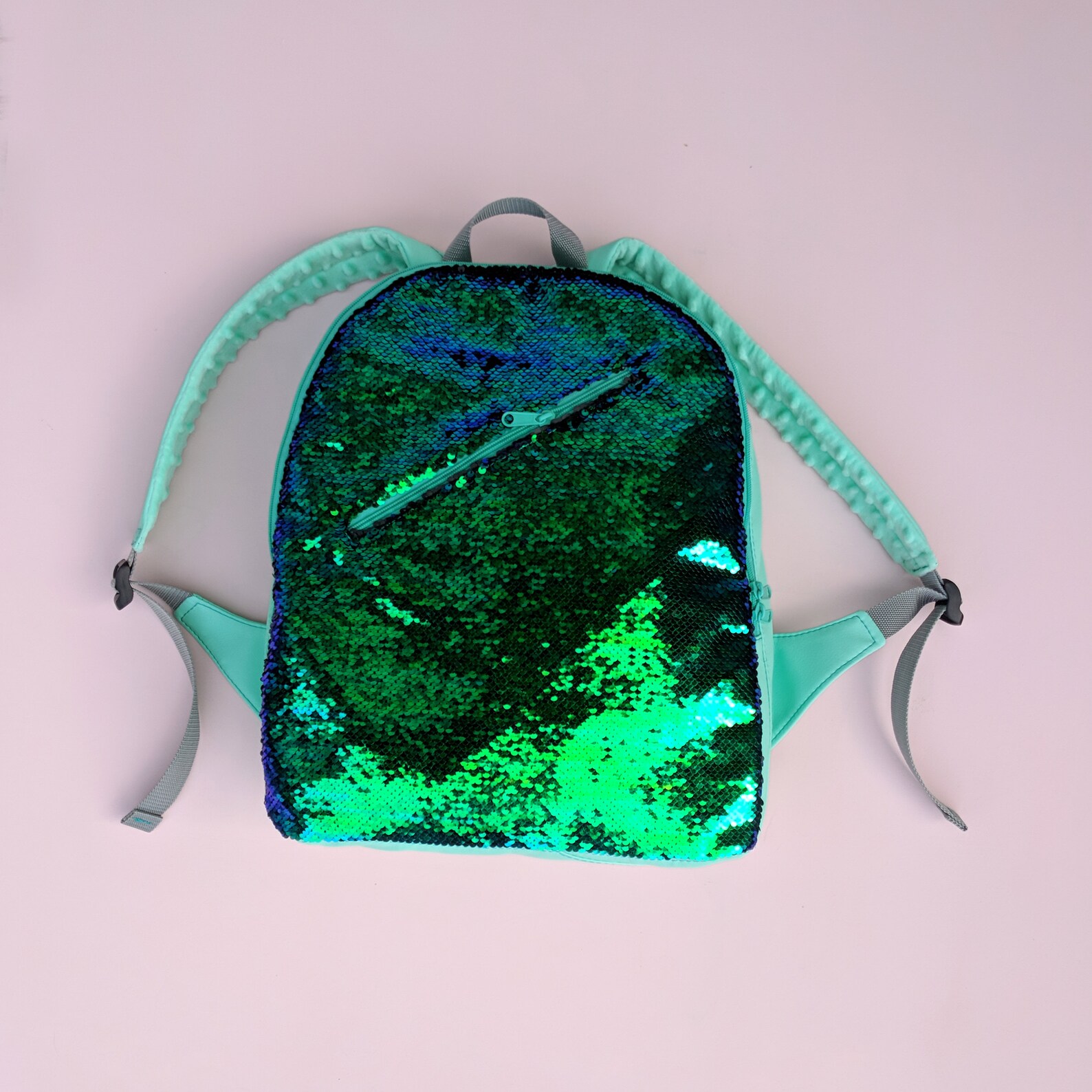 Sparkly Moveable Sequin Green Backpack, Reversible Sequin Mint to Black ...