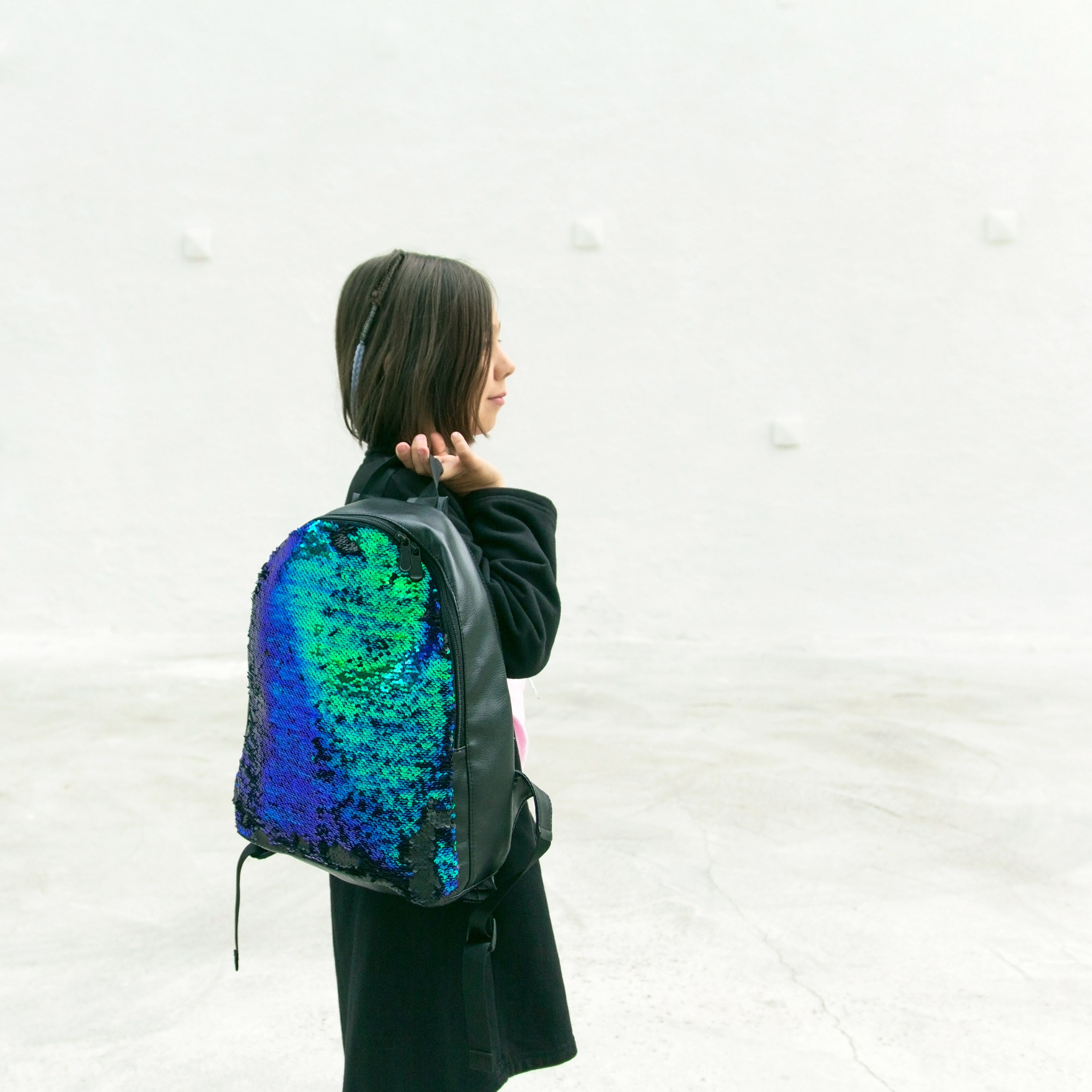 Sparkly Mermaid Sequin Backpack With Separate Laptop Pocket, Black Mint ...