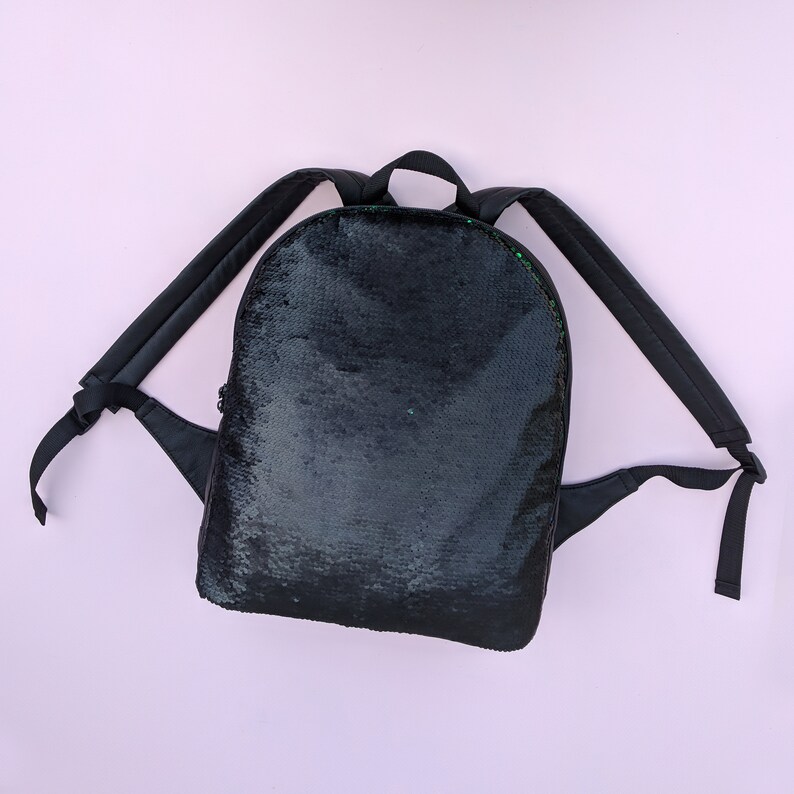 Sparkly Mermaid Sequin Backpack With Separate Laptop Pocket, Black Mint ...