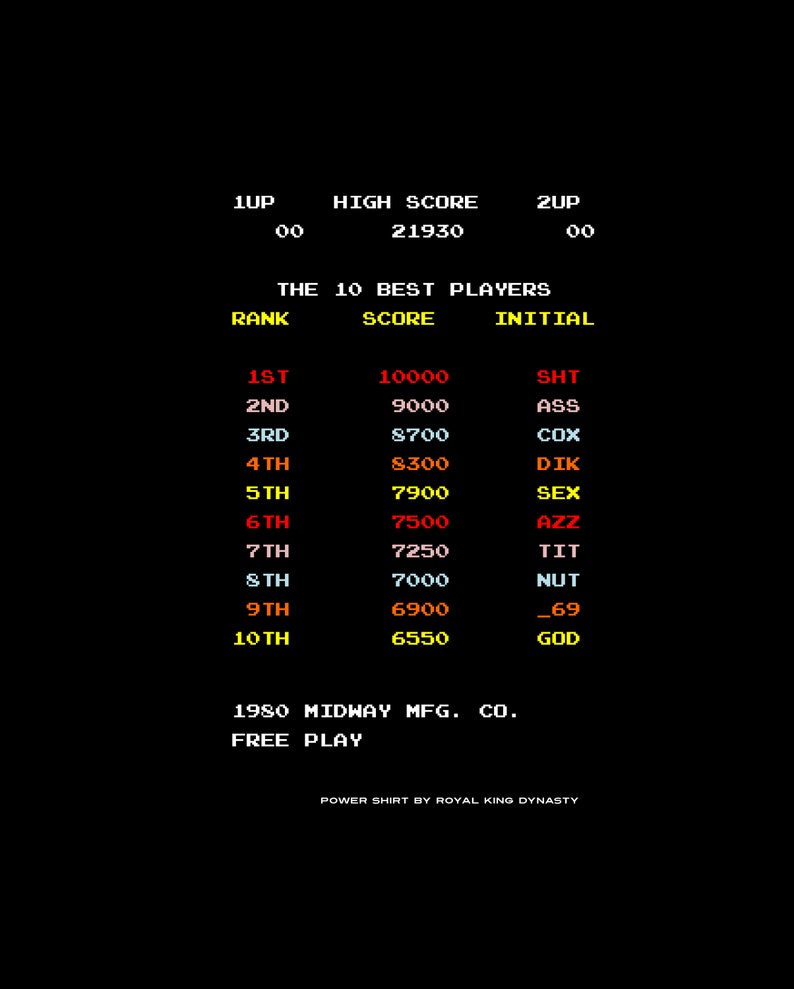 High Score Arcade T-shirt, 1980s Game Screen Print - Etsy