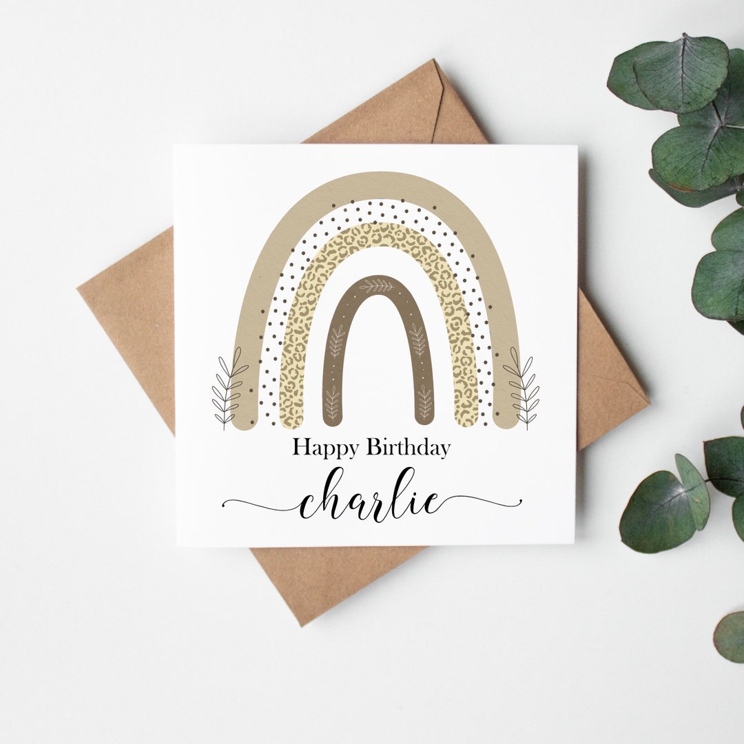 Personalised Birthday Card Boho Rainbow Birthday Cards Happy Birthday ...