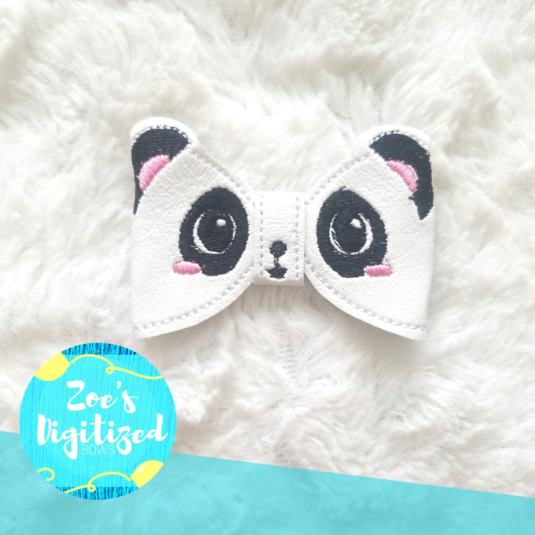 Panda Hair Bow in the Hoop Embroidery Digital Download - Etsy