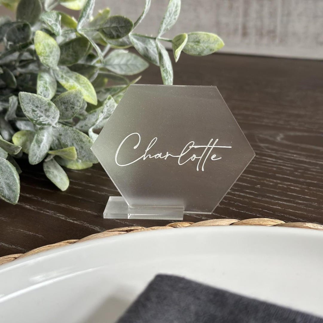 Personalized Hexagon Acrylic Place Cards, Custom Name Cards, Wedding ...