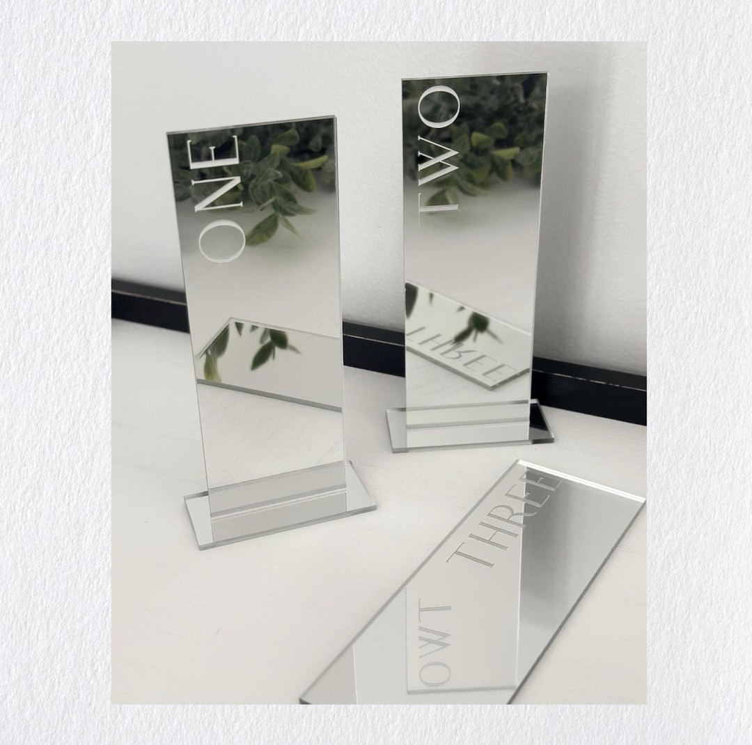 Silver Mirror Acrylic Table Numbers, Wedding Table, Event Planning ...