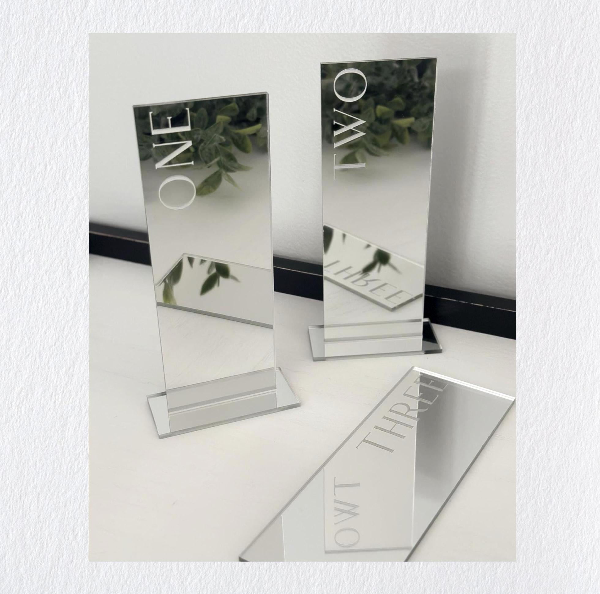Silver Mirror Acrylic Table Numbers, Wedding Table, Event Planning ...