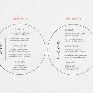 Round Acrylic Engraved Menu, Wedding Rehearsal Dinner, Event Menu ...