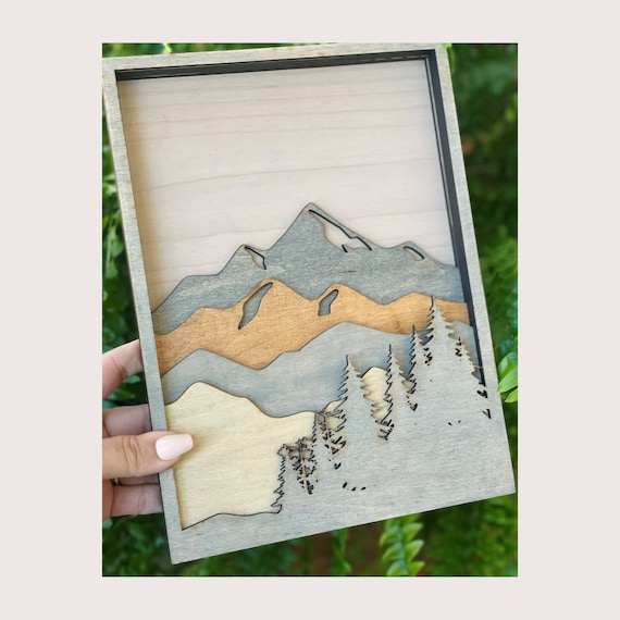Mountain Layered Sign Nature Wood Sign Home Decor Nature - Etsy
