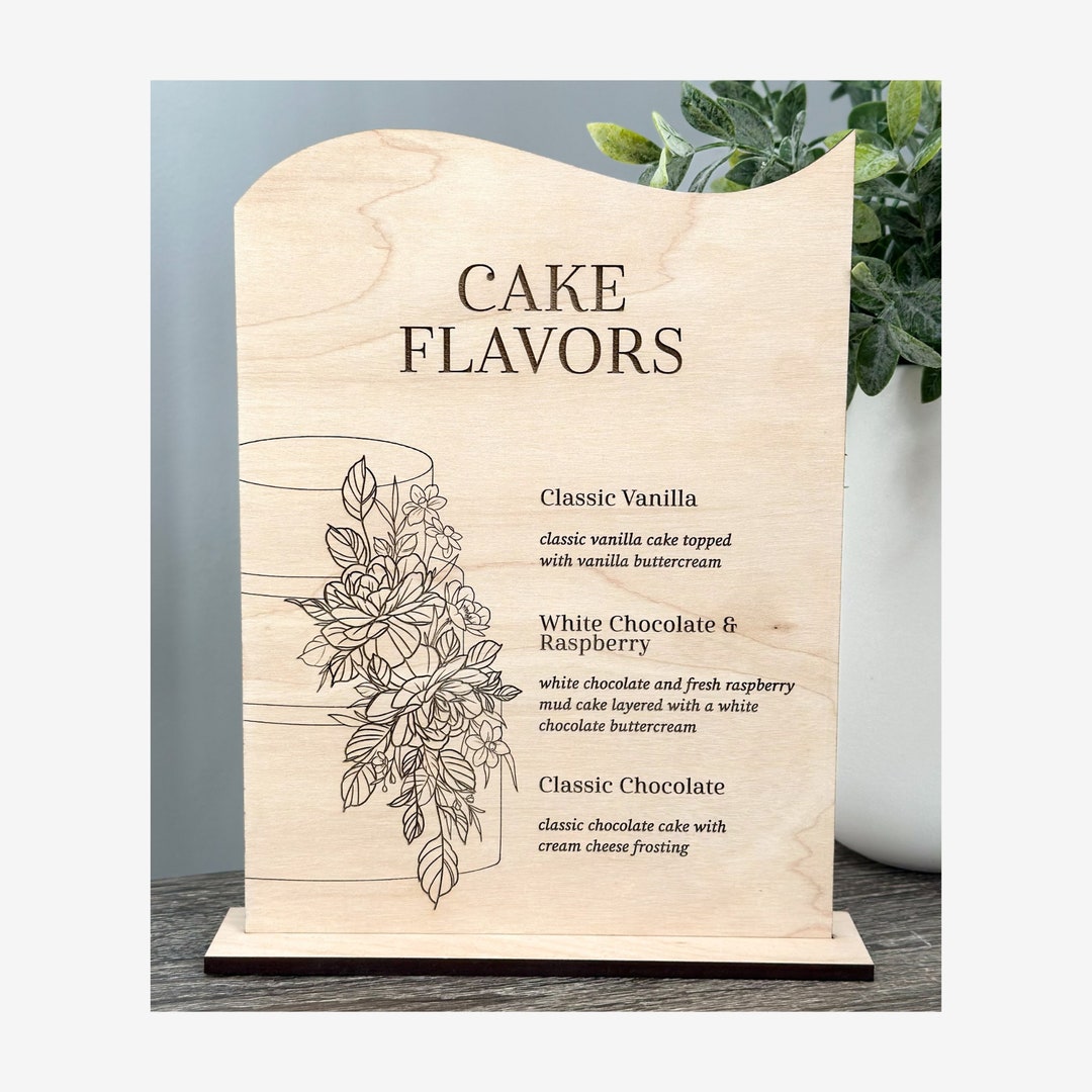 Cake Flavors Sign, Wedding Cake Sign, Rustic Signage, Event Planning ...