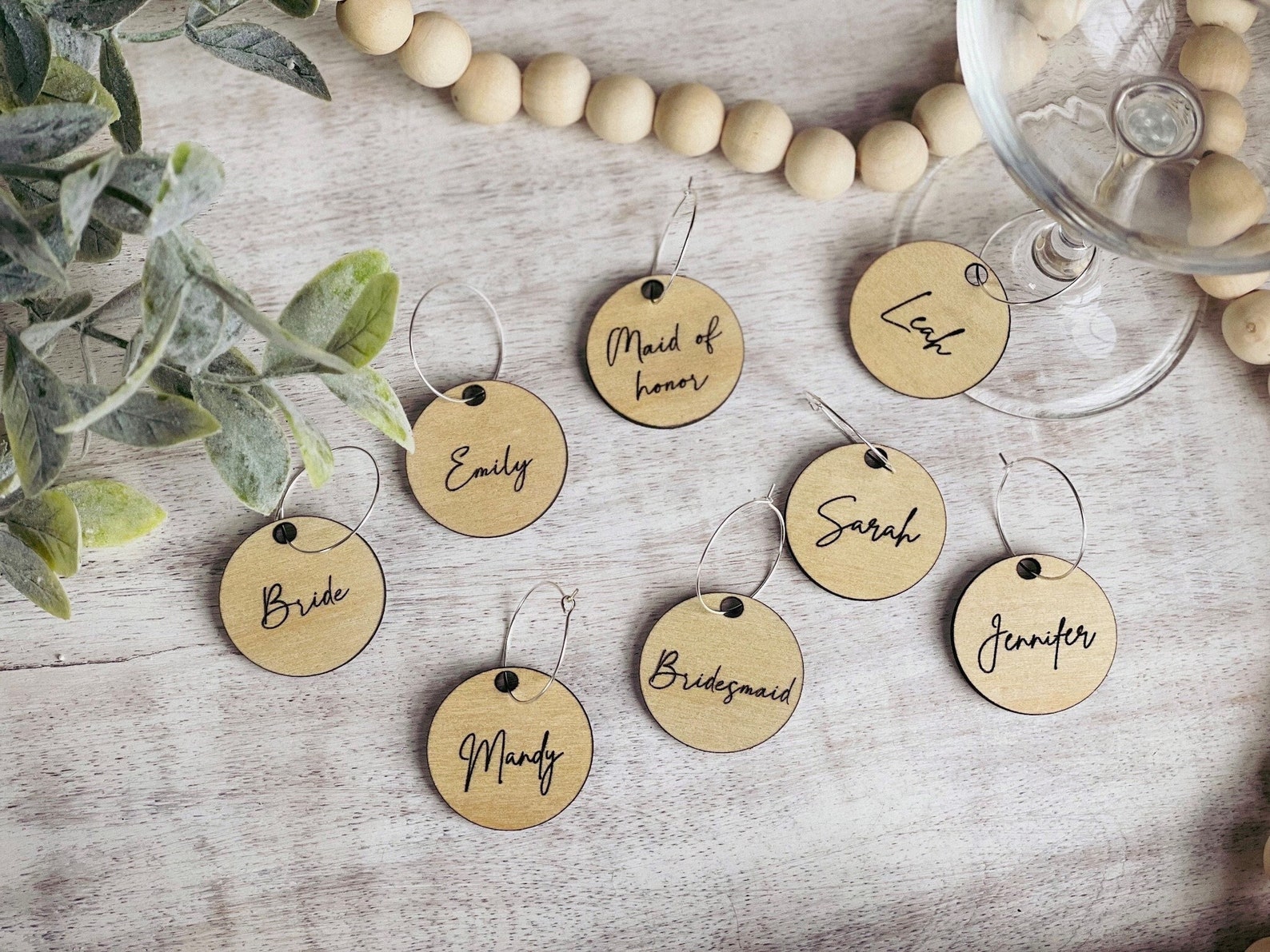 Personalized Wine Charms Wood Wine Charms Wedding Wine - Etsy