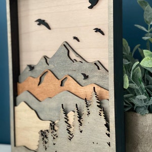 Mountain Layered Sign, Nature Wood Sign, Home Decor, Nature Decor, 3D ...