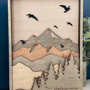 Mountain Layered Sign Nature Wood Sign Home Decor Nature - Etsy