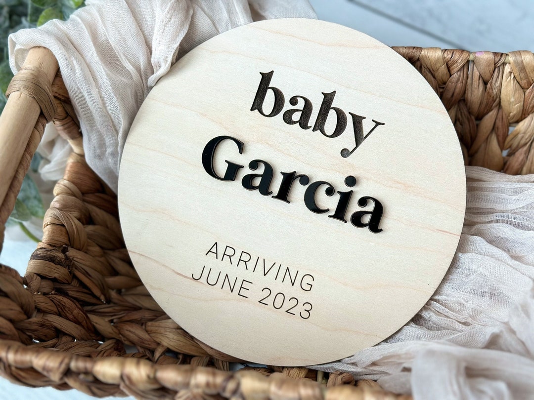 Pregnancy Announcement Sign, Pregnancy Reveal, Baby Due Date, Wood Baby ...