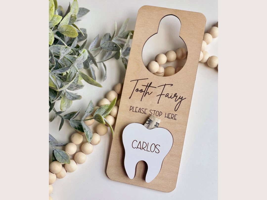 Wood Tooth Fairy Sign, Personalized, Kids, Fairy Door Hanger, Money ...