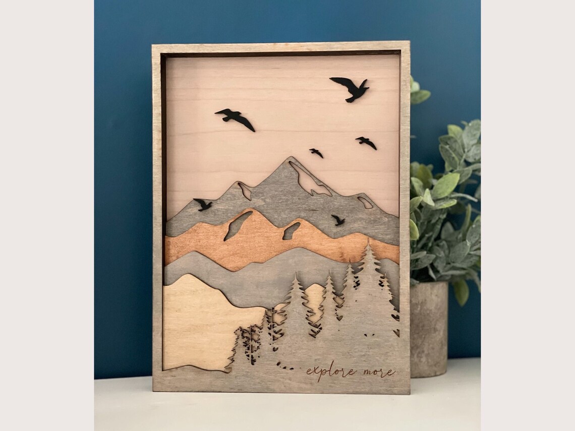 Mountain Layered Sign Nature Wood Sign Home Decor Nature - Etsy