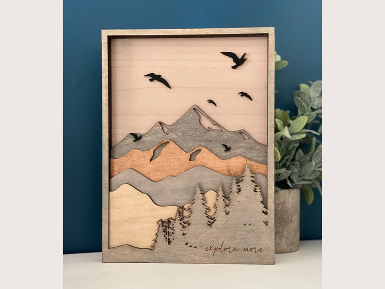 Mountain Layered Sign Nature Wood Sign Home Decor Nature - Etsy
