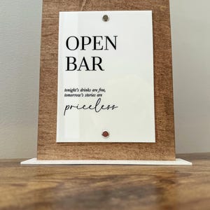 Open Bar Signage, Wedding Bar Sign, Custom Sign, Event Planning, Modern ...