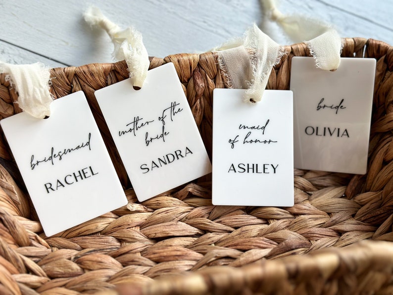 Personalized Acrylic Wedding Hanger Tags: Bridal Party Gifts - Etsy