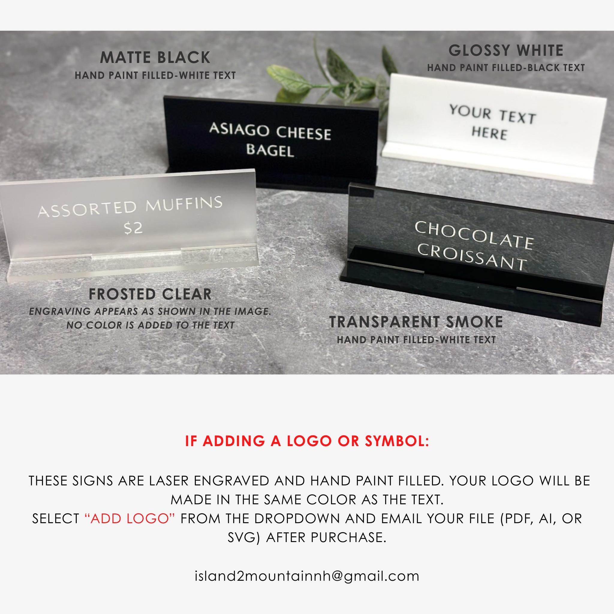 Custom Acrylic Labels, Food Signs, Product Tags, Buffet Display, Small ...