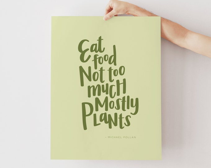 Eat Food Not Too Much Mostly Plants Healthy Food Quote - Etsy