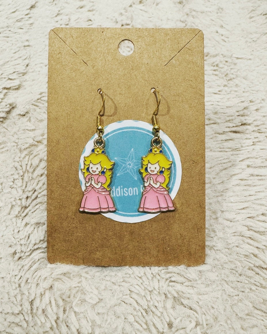 Princess Peach Gold Plated Earrings - Etsy