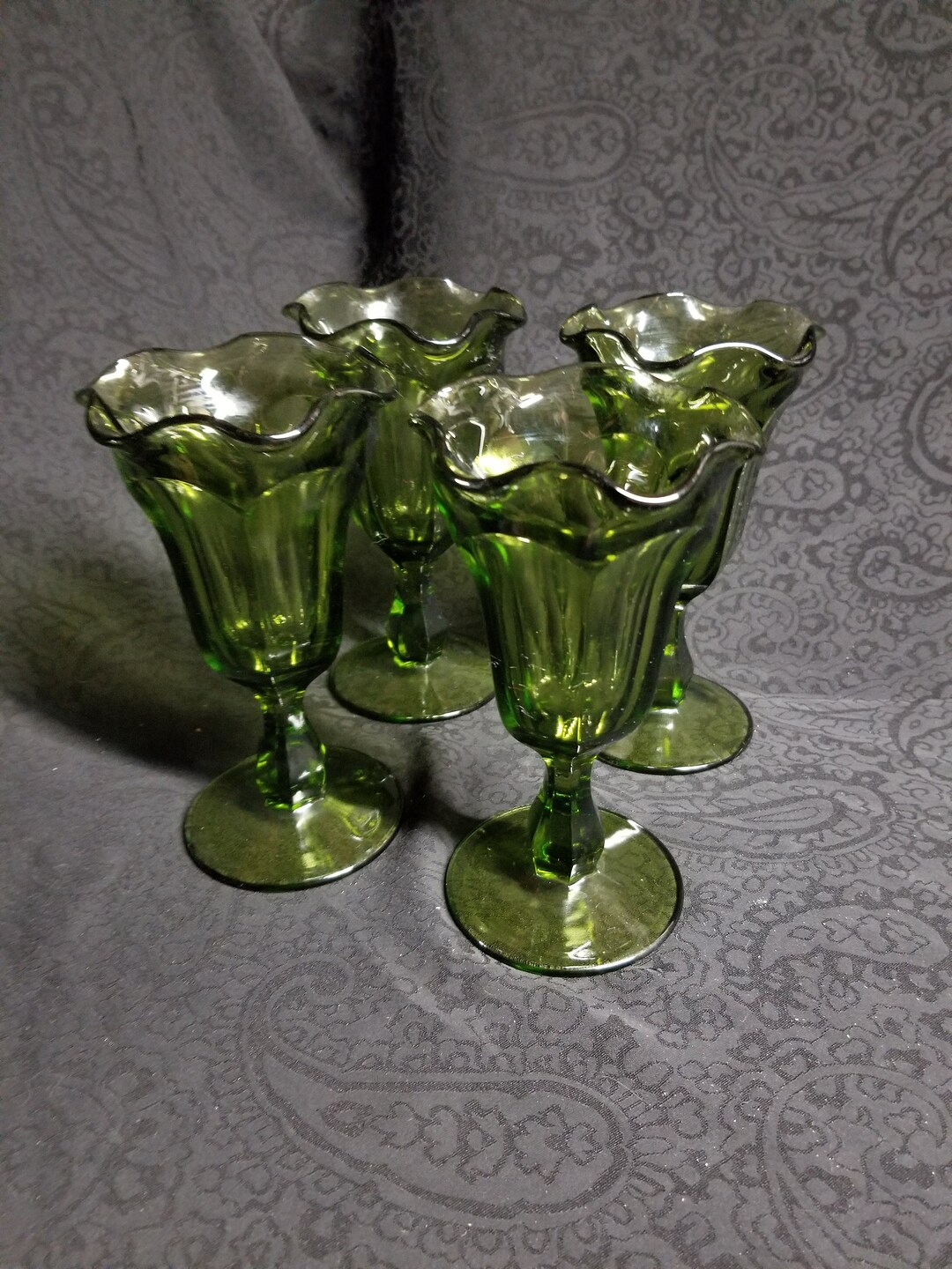 Set of 4 Avocado/olive Green Sundae Dishes - Etsy
