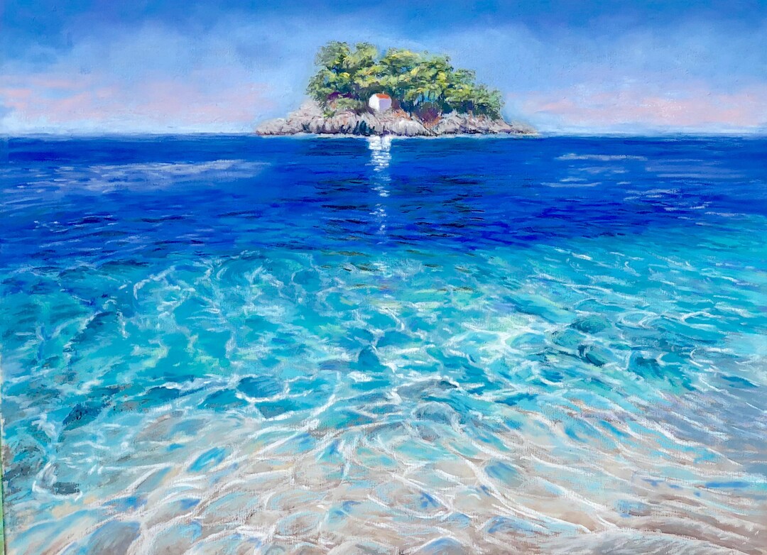 Turquoise Waters at Parga - Original Painting by Kay Moore - Etsy
