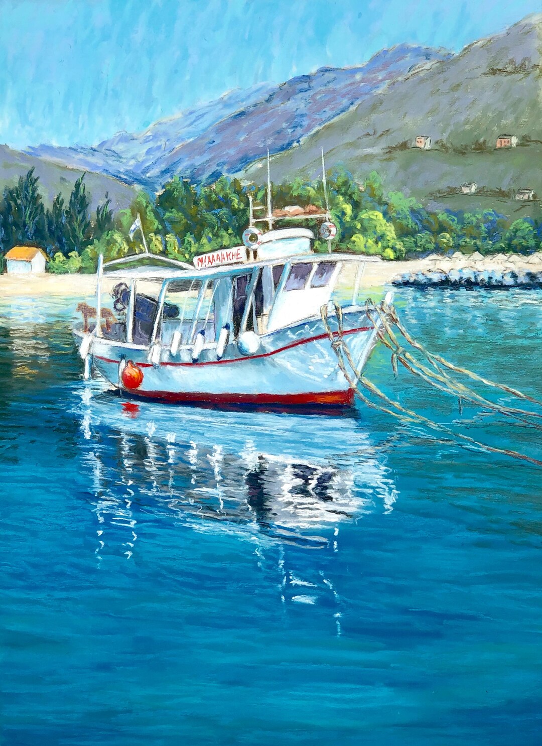 Mike's Boat at Parga - Original Painting by Kay Moore - Etsy