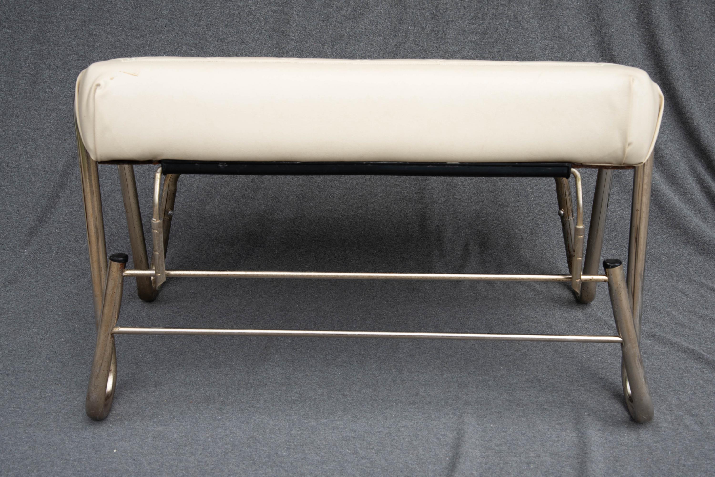 Vintage Adjustable Footrest Pearl-wick Leg Lounger Ivory Vinyl Foot ...