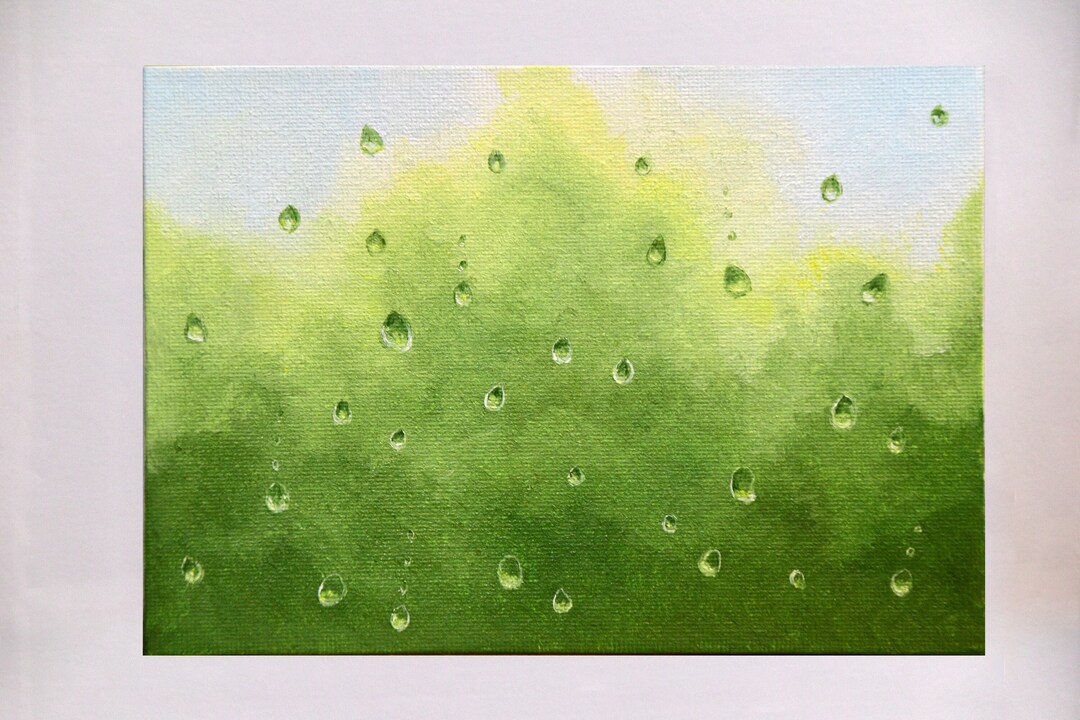 Rain Drops Original Oil Painting of Water Droplet on Window, Water Art ...