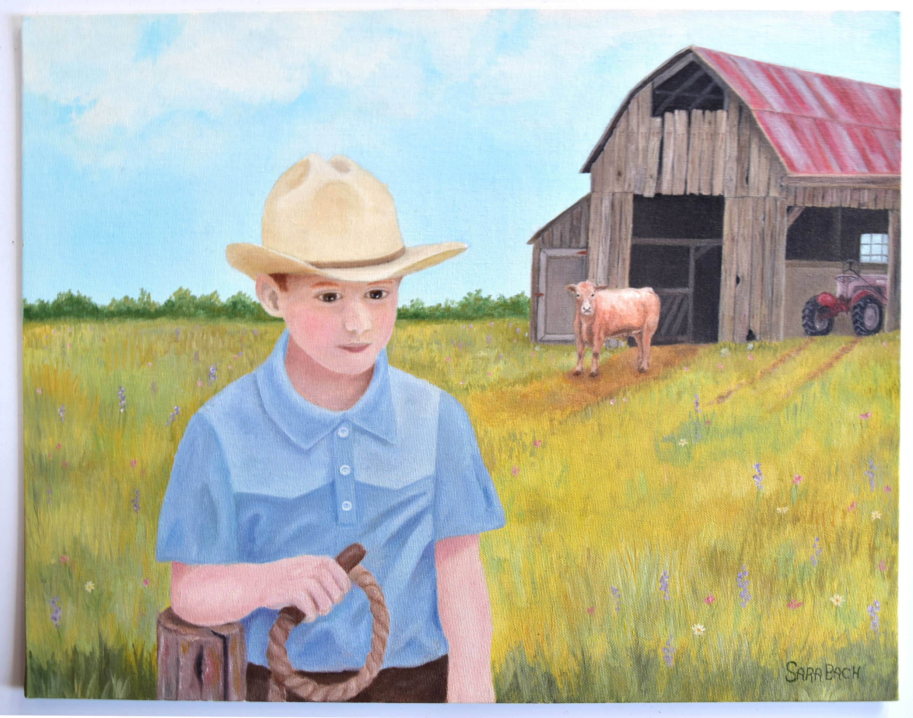 Cowboy Painting Barn Art Original Oil Painting Farm, Country Farm ...