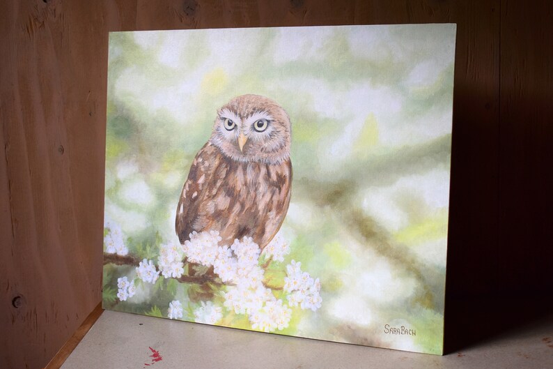 Owl Painting Original Oil Art for Home Decor Owls Painting by Sara Bach ...