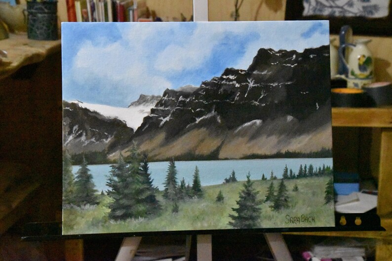 Mountain Painting Jasper National Park, Canadian Landscape Painting of ...