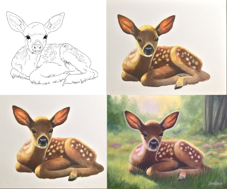 Fawn in Meadow Oil Painting: Original Baby Deer Art, 11x14 - Etsy