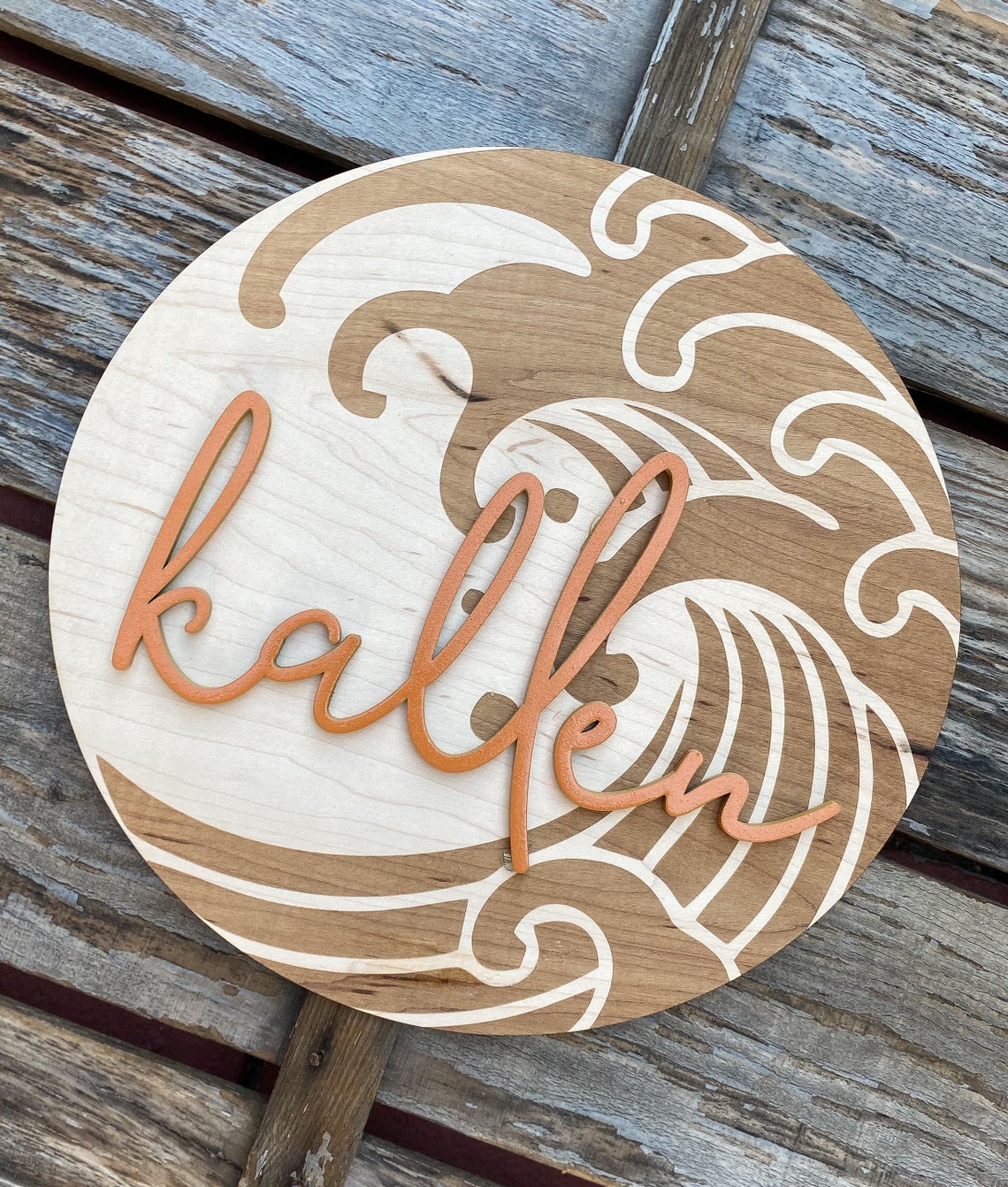 Waves Name Round Surf Name Sign Custom Beach Name Sign | Etsy