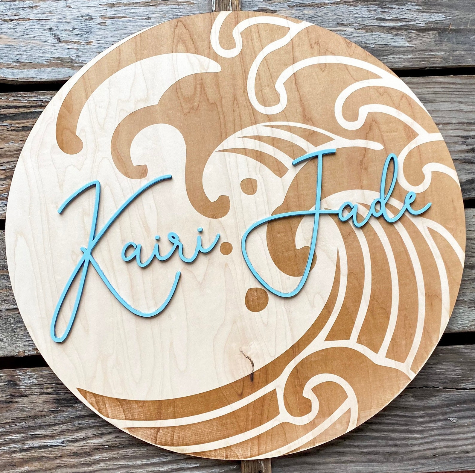Waves Name Round Surf Name Sign Custom Beach Name Sign - Etsy