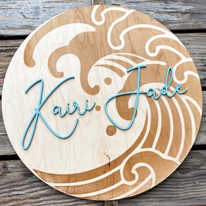 Waves Name Round | Surf Name Sign | Custom Beach Name Sign | Surf ...