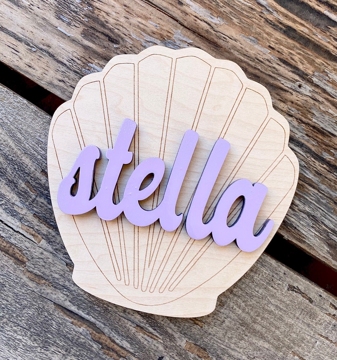 Custom Wooden Seashell Name Sign | Personalized Name Plaque | Shell ...