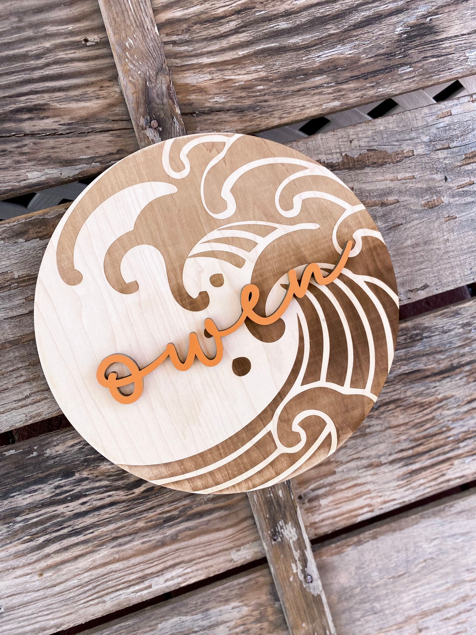 Waves Name Round Surf Name Sign Custom Beach Name Sign - Etsy