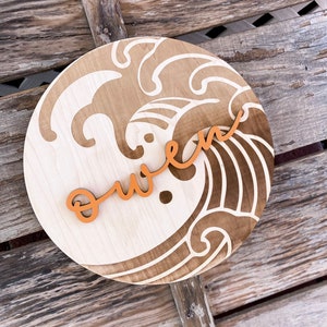 Waves Name Round | Surf Name Sign | Custom Beach Name Sign | Surf ...