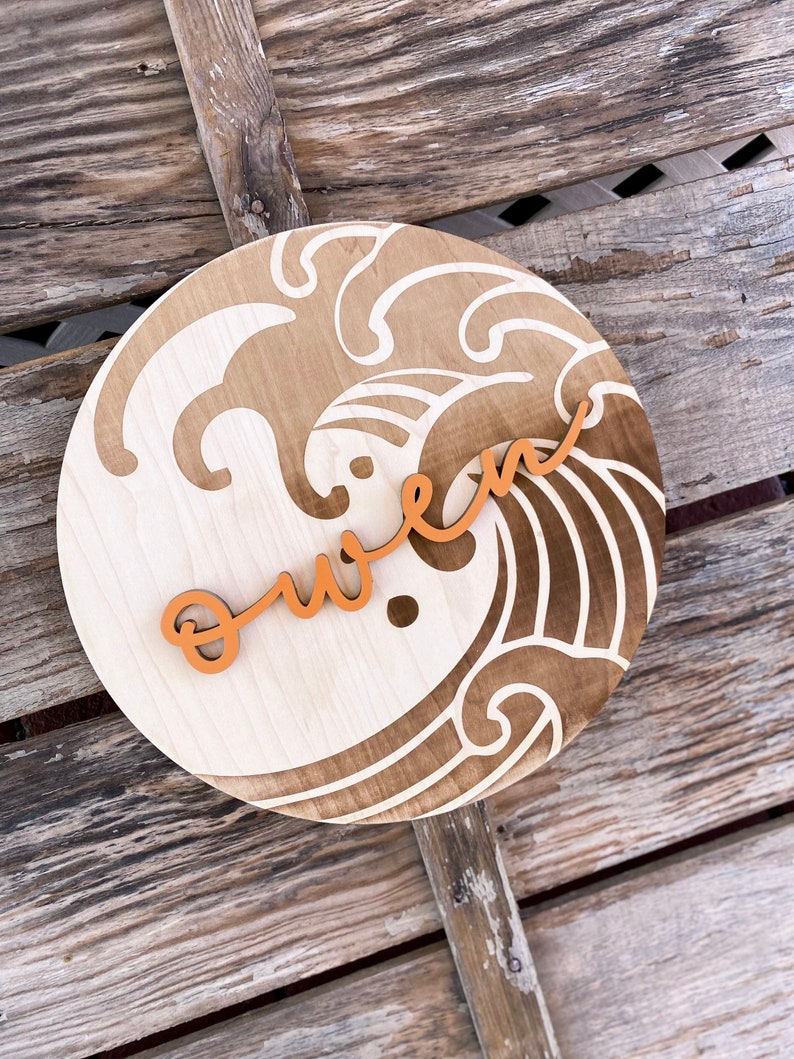 Waves Name Round Surf Name Sign Custom Beach Name Sign - Etsy