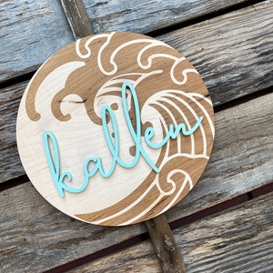 Waves Name Round Surf Name Sign Custom Beach Name Sign | Etsy