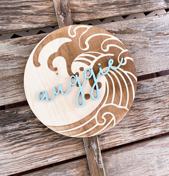 Waves Name Round Surf Name Sign Custom Beach Name Sign - Etsy