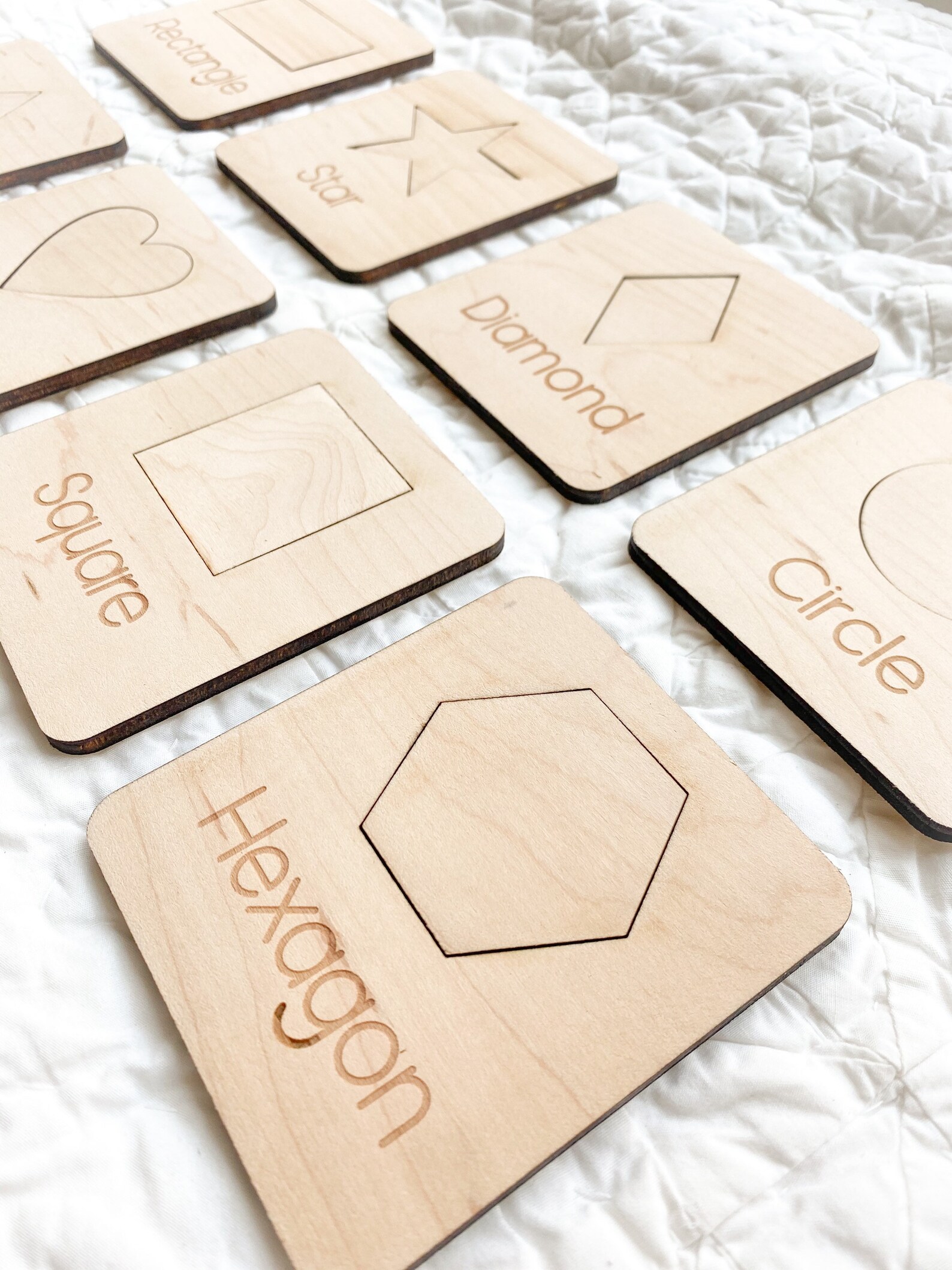 Wooden Shapes Flash Cards • Set of 8 Shapes and Names on Sturdy Wood ...